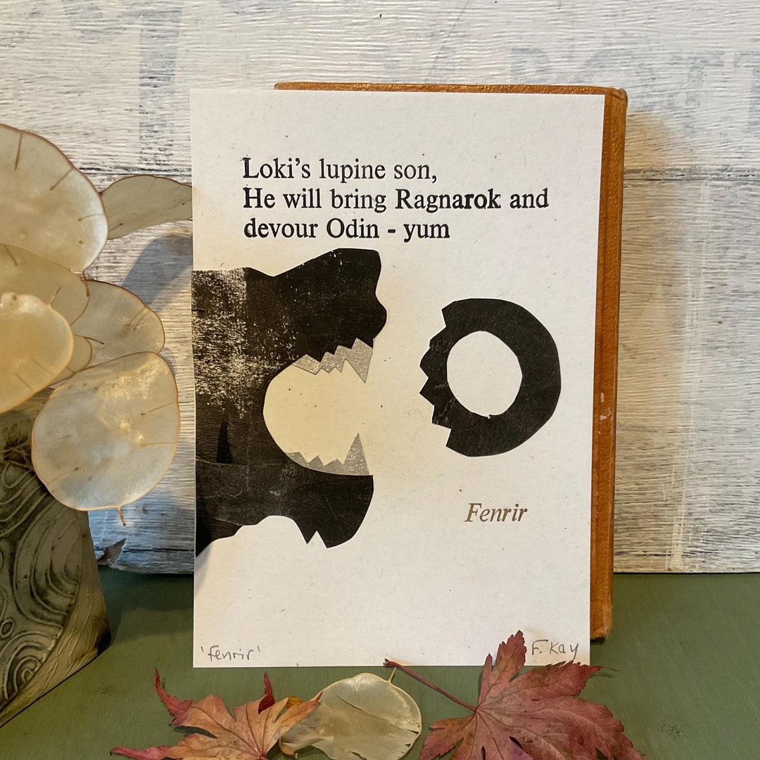 Fenrir Wolf Haiku Postcard: Norse Mythology Poem, Letterpress Print - Etsy