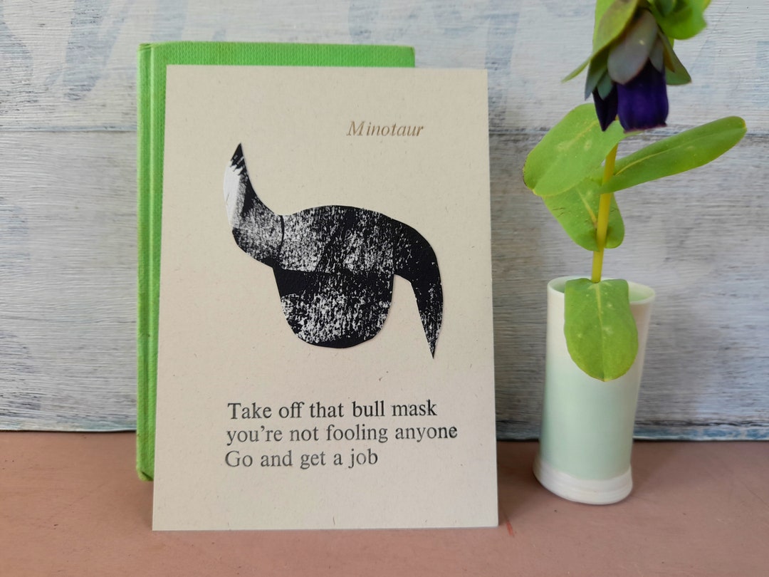 Minotaur Funny Poem Postcard: Greek Myth, Letterpress Print - Etsy