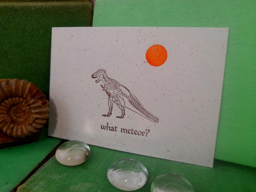 T Rex Funny Dinosaur and Meteor Postcard: Letterpress Print. - Etsy