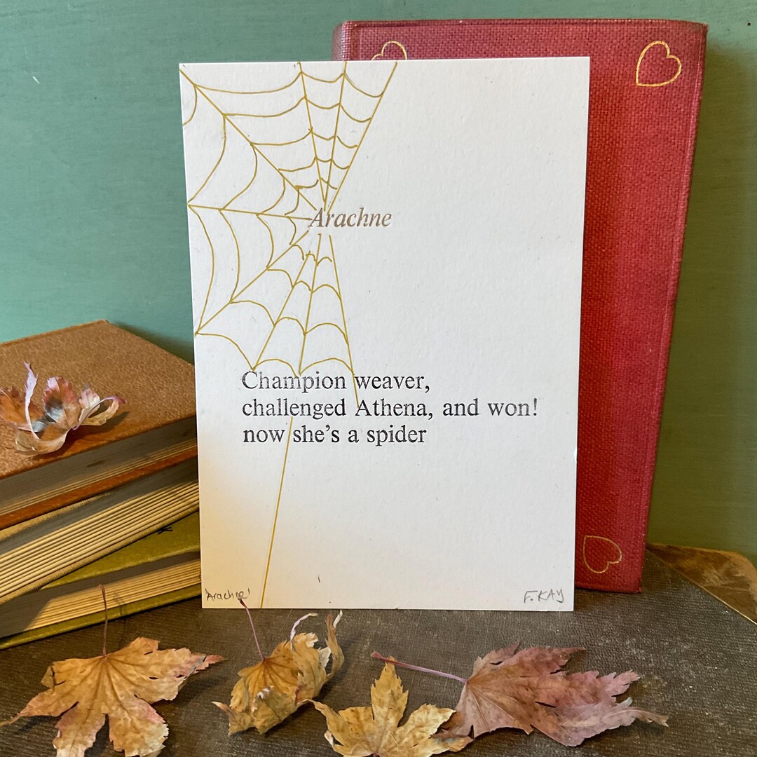 Spider Haiku Postcard: Arachne Letterpress Print. - Etsy