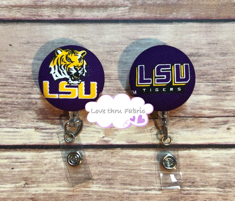 LSU Badge Reel Cover Name Tags - Etsy