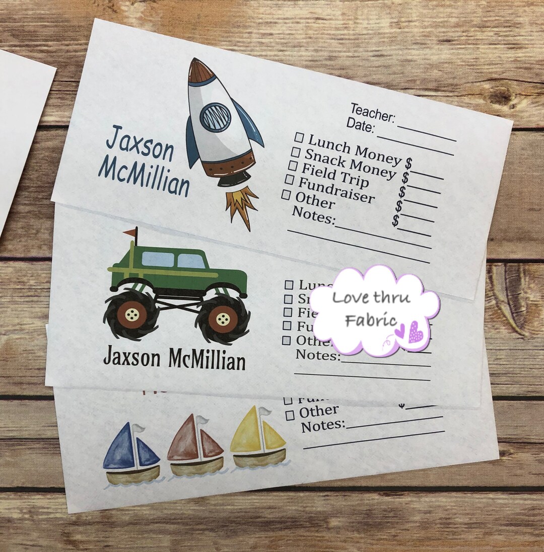 Student Money Envelopes, Lunch Money, Back to School, Primary School ...