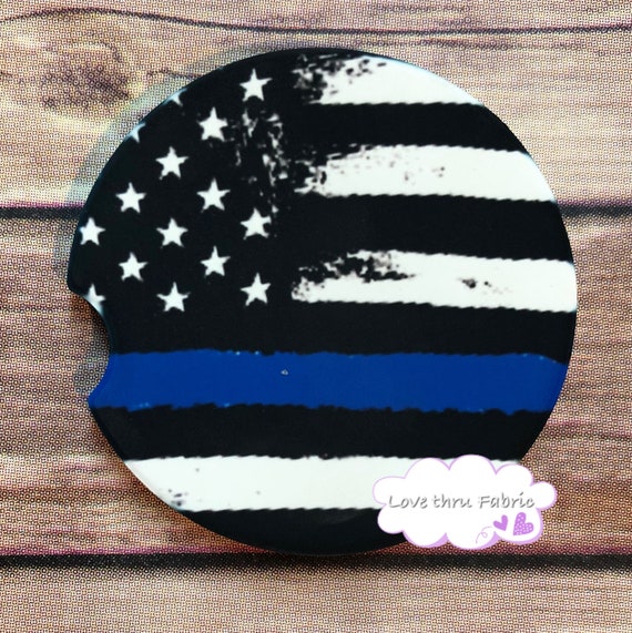 Back the Blue Car Coaster Blue Line Car Coaster Sandstone | Etsy