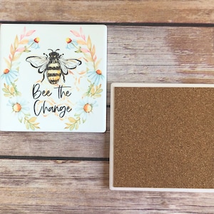 Sandstone Drink Coasters, Furniture Protectors, Bee Lover Gift, Housewarming, Bee Kind, Save the ...