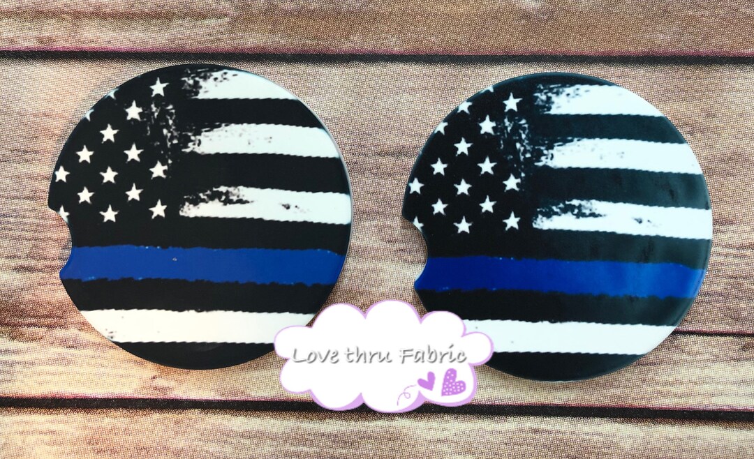 Back the Blue Car Coaster Blue Line Car Coaster Sandstone - Etsy