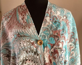 Watermarbled Silk Scarves Shawls Capes Sarongs by ShibumiSilks