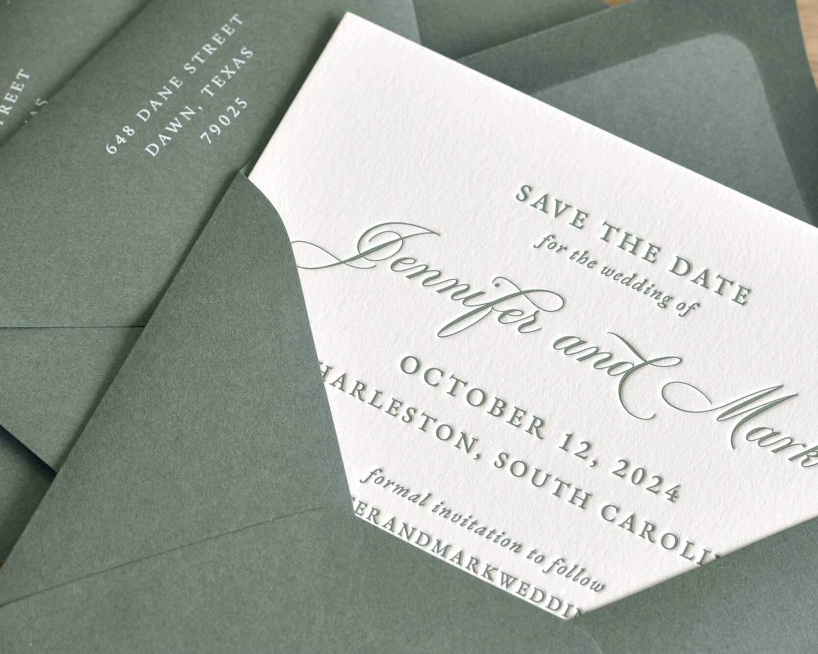 Letterpress A6 Wedding Save the Dates With Addressed Envelopes - 4.5" X ...