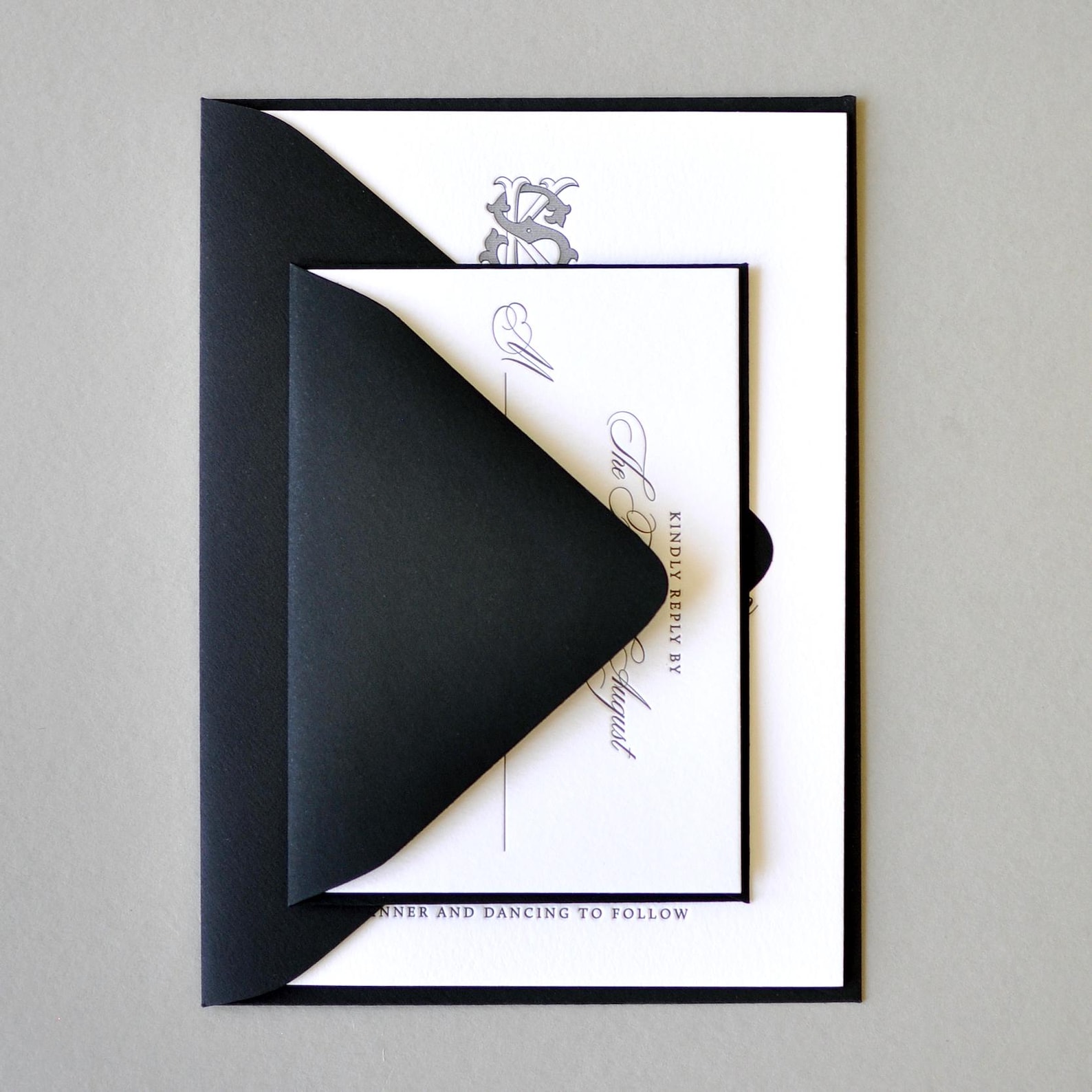 Letterpress A7 Monogram Invitation Suite Complete With Reply Cards ...