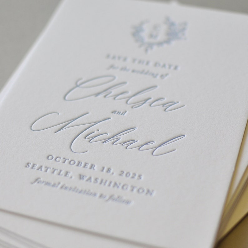 Letterpress A2 Wedding Save the Dates With Addressed Envelopes - 4.25 ...