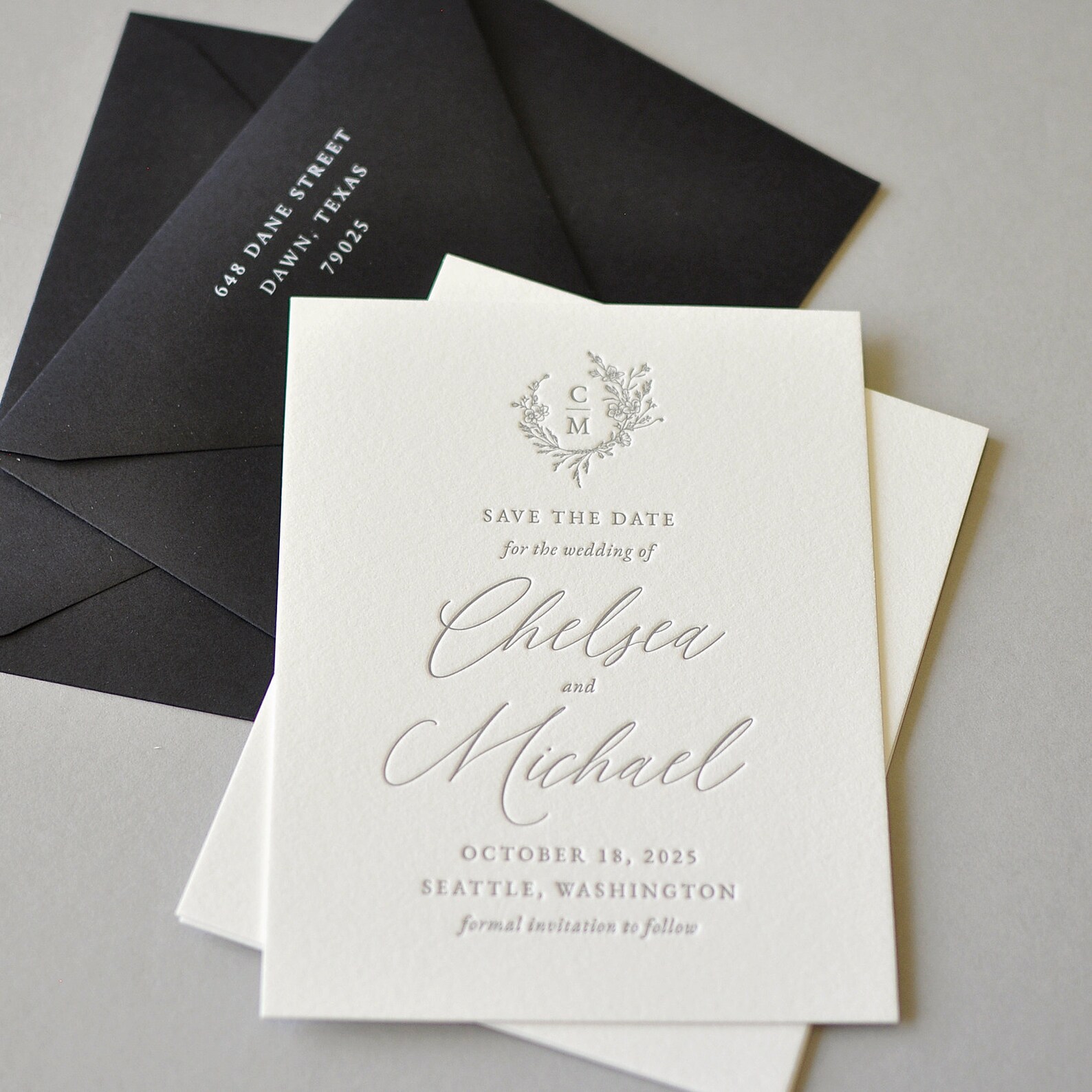 Letterpress A2 Wedding Save the Dates With Addressed Envelopes - 4.25 ...