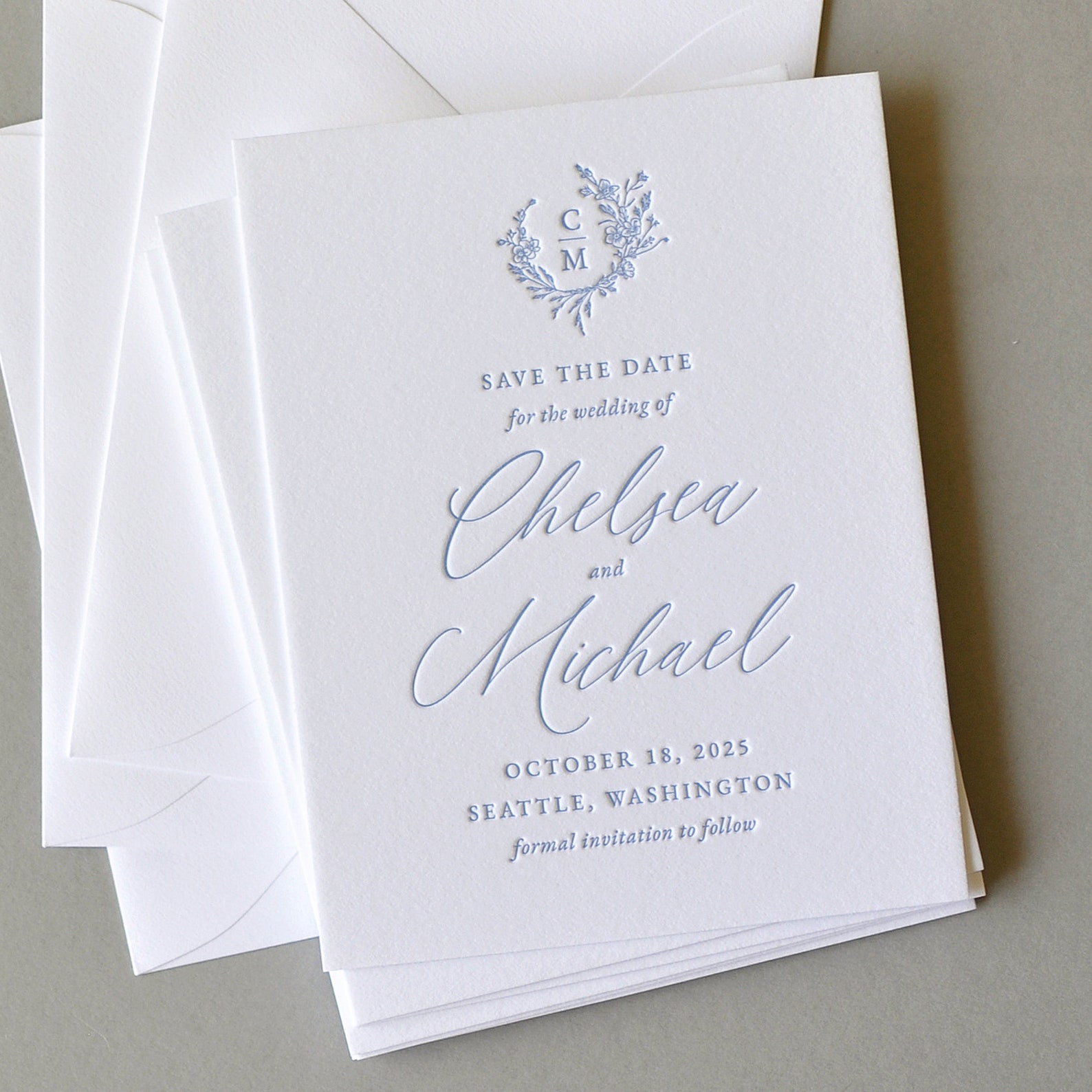 Letterpress A2 Wedding Save the Dates With Addressed Envelopes - 4.25 ...