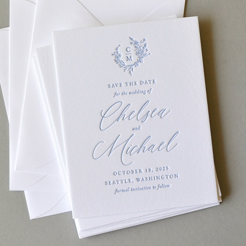 Letterpress A2 Wedding Save the Dates With Addressed Envelopes - 4.25 ...