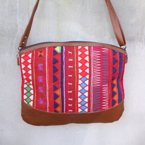 Hand Embroidered Shoulder/hand Bag PVC Leather Strap Akha - Etsy