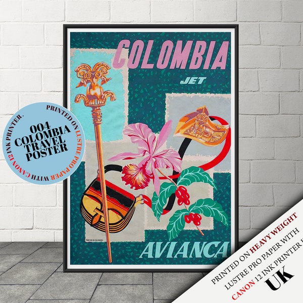 Vintage Colombia Poster - Etsy