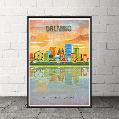 Orlando Florida Poster Orlando Wall Art Vintage Orlando - Etsy