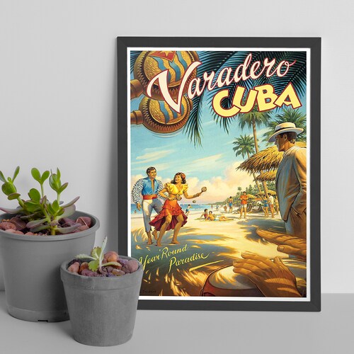Cuba Print: Vintage Tropical Travel Poster - Etsy