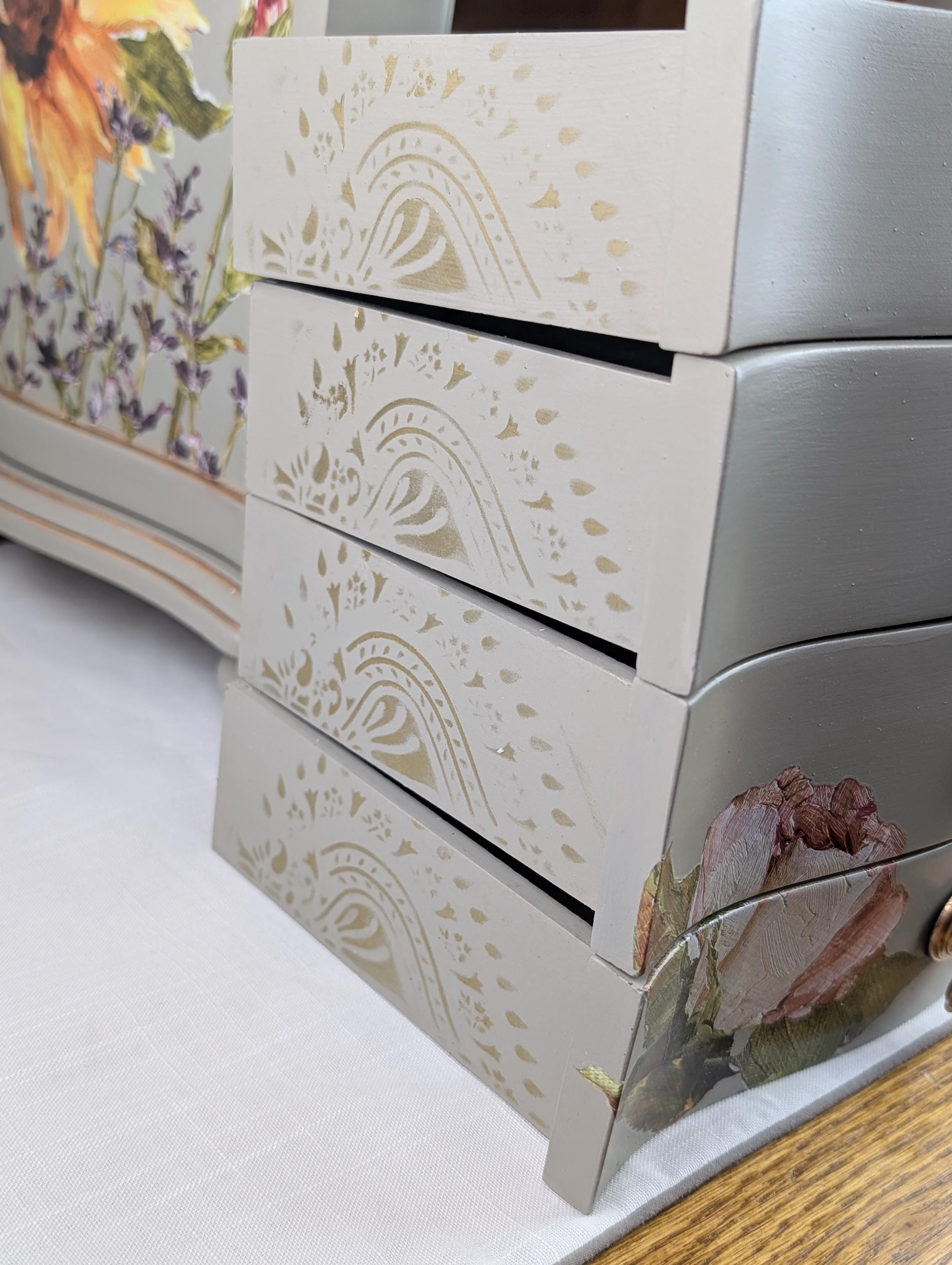 Large Painted Jewelry Box, Wildflower Sunflower Theme, Jewelry Chest ...