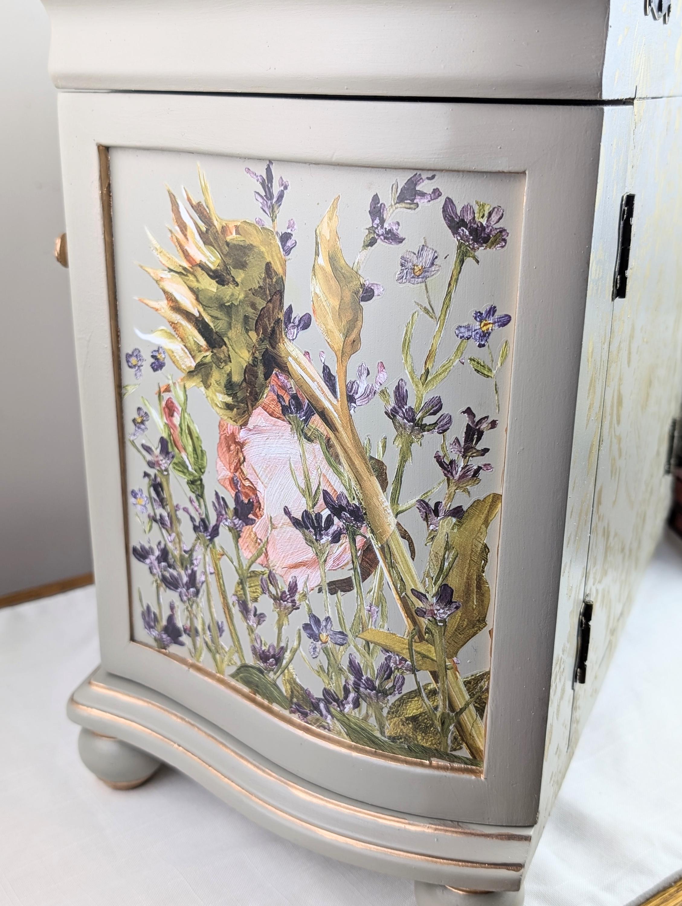 Large Painted Jewelry Box, Wildflower Sunflower Theme, Jewelry Chest ...