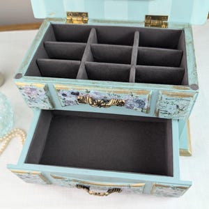 Girls Green Painted Jewelry Box, Upcycled Wood Jewelry Box, Vintage ...