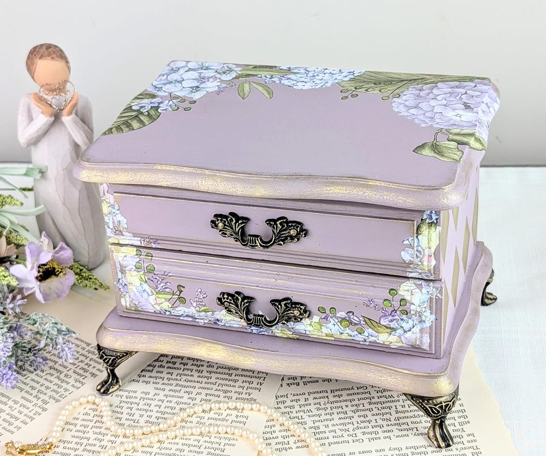 Girls Jewelry Box, Purple Jewelry Chest, Lilac Jewelry Box, Upcycled ...