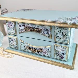 Girls Green Painted Jewelry Box, Upcycled Wood Jewelry Box, Vintage ...