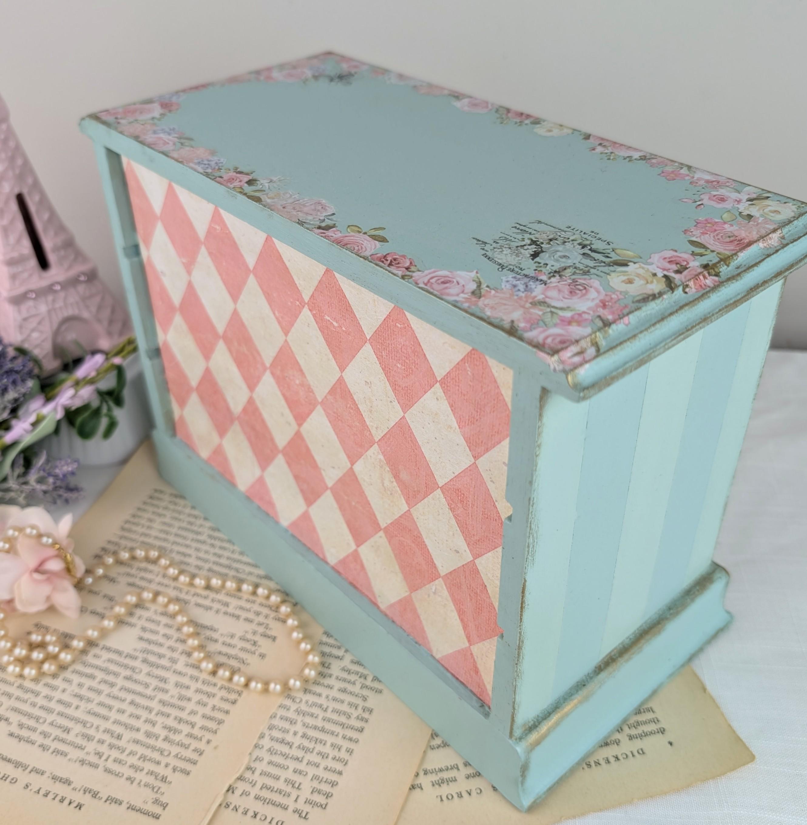 Girls Painted Jewelry Box, Upcycled Vintage Jewelry Box, Jewelry Chest ...