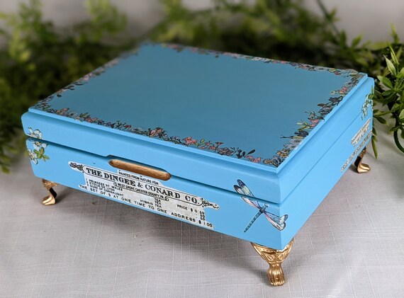 Small Jewelry Box Blue Jewelry Chest Upcycled Jewelry - Etsy