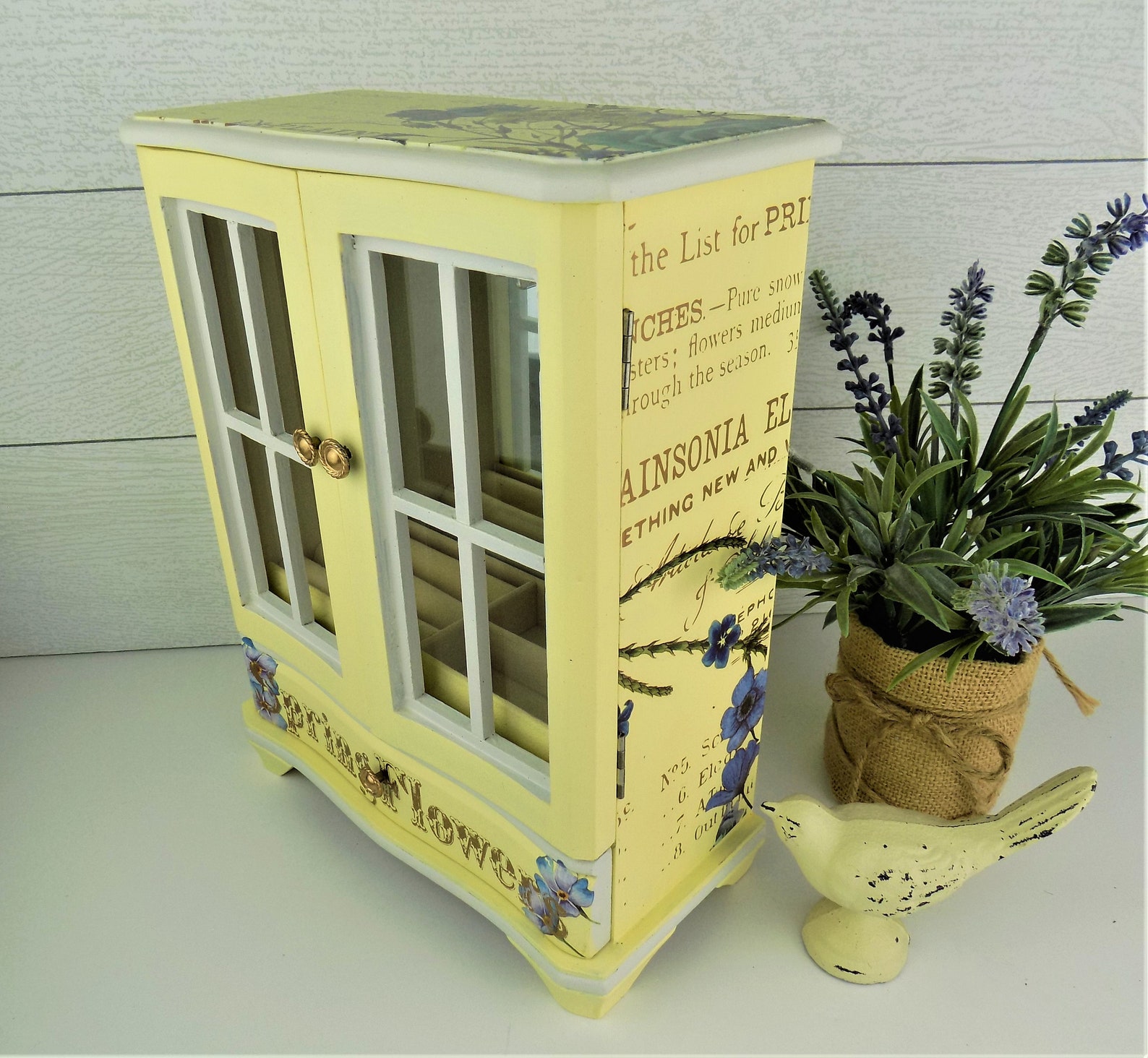 Girls Yellow Painted Jewelry Chest Jewelry Box Upcycled | Etsy