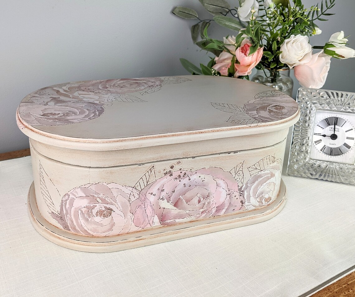 Ladies Jewelry Box Hand Painted Jewelry Chest Beige Jewelry - Etsy