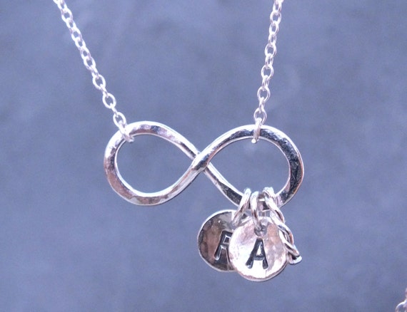 Silver infinity necklace personalised store