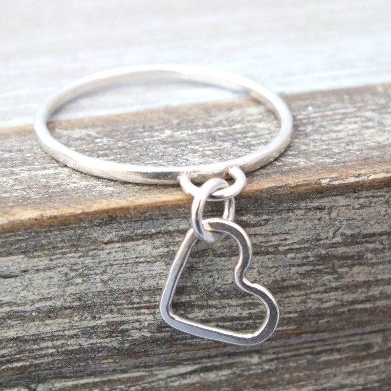 Heart Charm Ring - Etsy