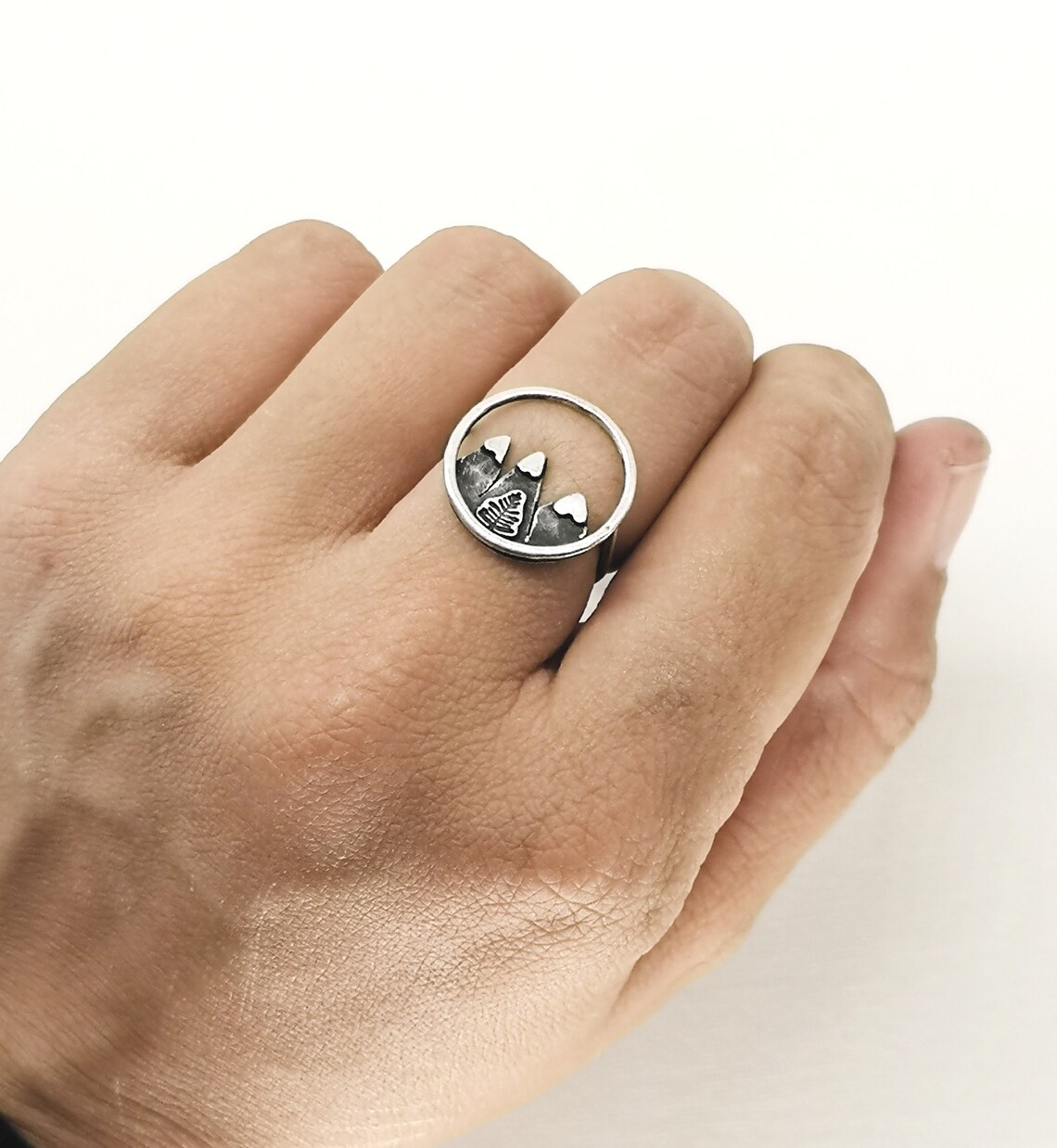 Rustic Silver Mountain Ring 925 Mountain Ring Tree Nature - Etsy