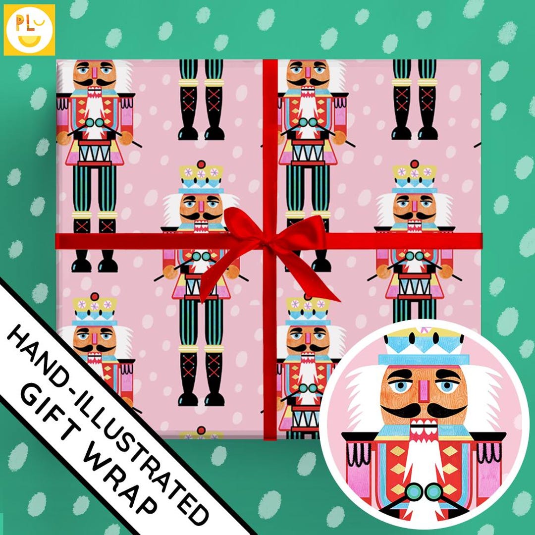 Pastel Pink Nutcracker Christmas Wrapping Paper Roll - Etsy