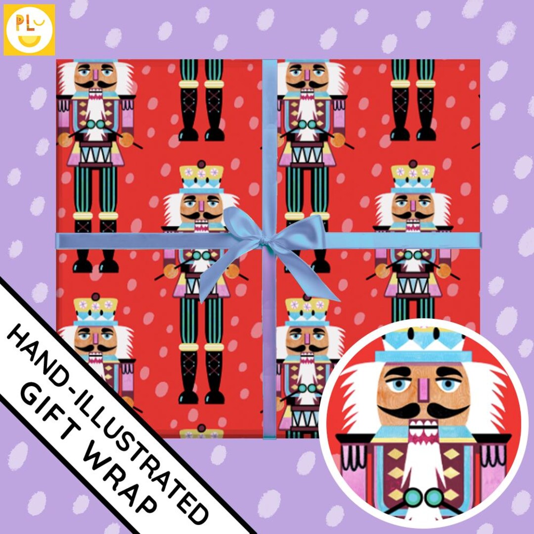 Festive Nutcracker Christmas Wrapping Paper Roll, Watercolor Art - Etsy