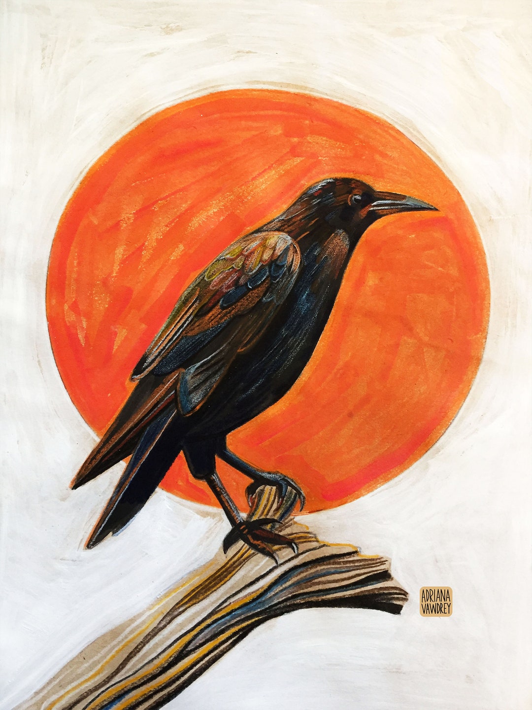 Raven Illustrated Print, Raven Decoration, Halloween Raven Art ...