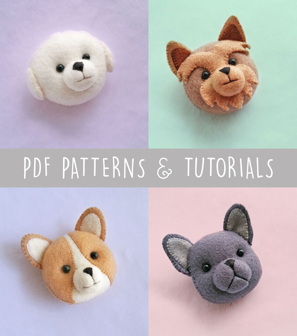 BUY 3 GET 1 FREE Set of 4 Pdf Patterns Tutorial for Felt Dog | Etsy Canada