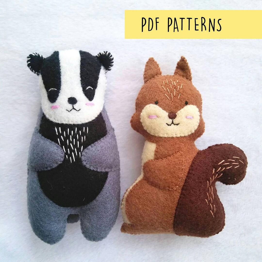 Woodland Animals Felt Badger and Squirrel Plush Soft Baby Toys PDF ...