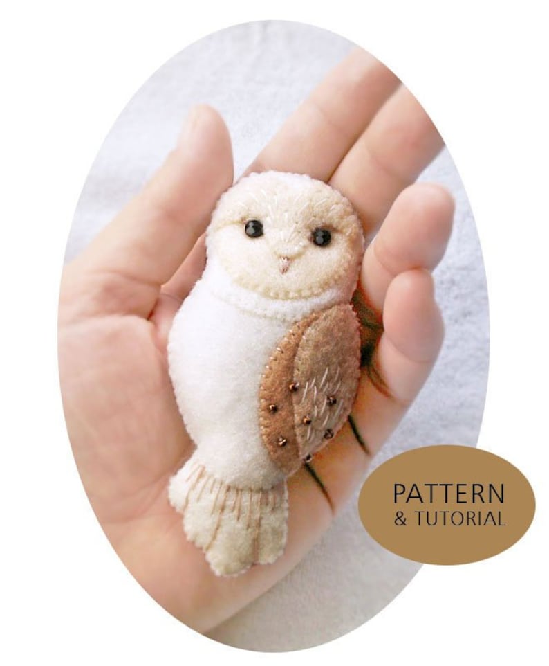 PDF Pattern of Mini Felt Barn Owl, Woodland Felt Animals Pattern, DIY ...
