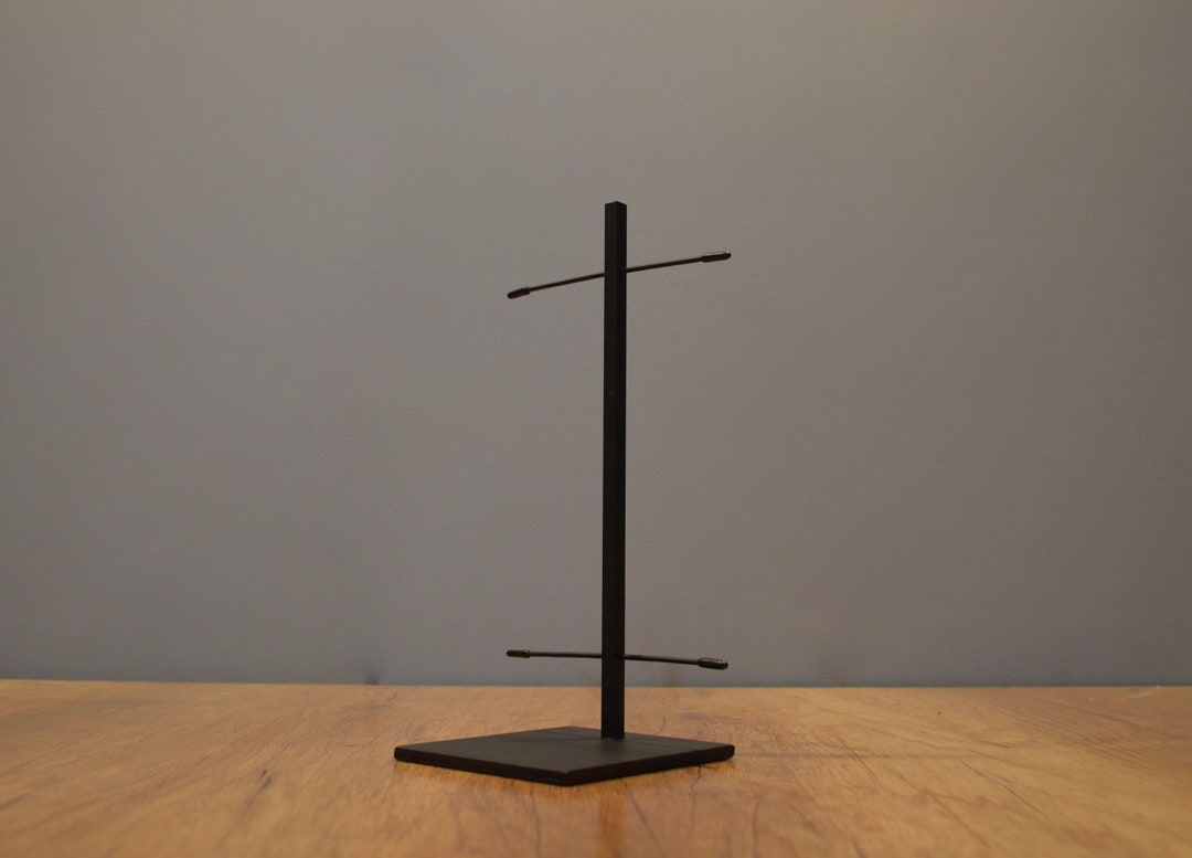 10” High Double Crossbar Metal Display Stand for Art Objects - 4x4 Base ...