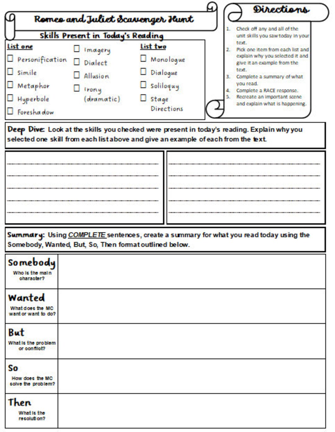 Romeo and Juliet Scavenger Hunt for Any Act - Etsy