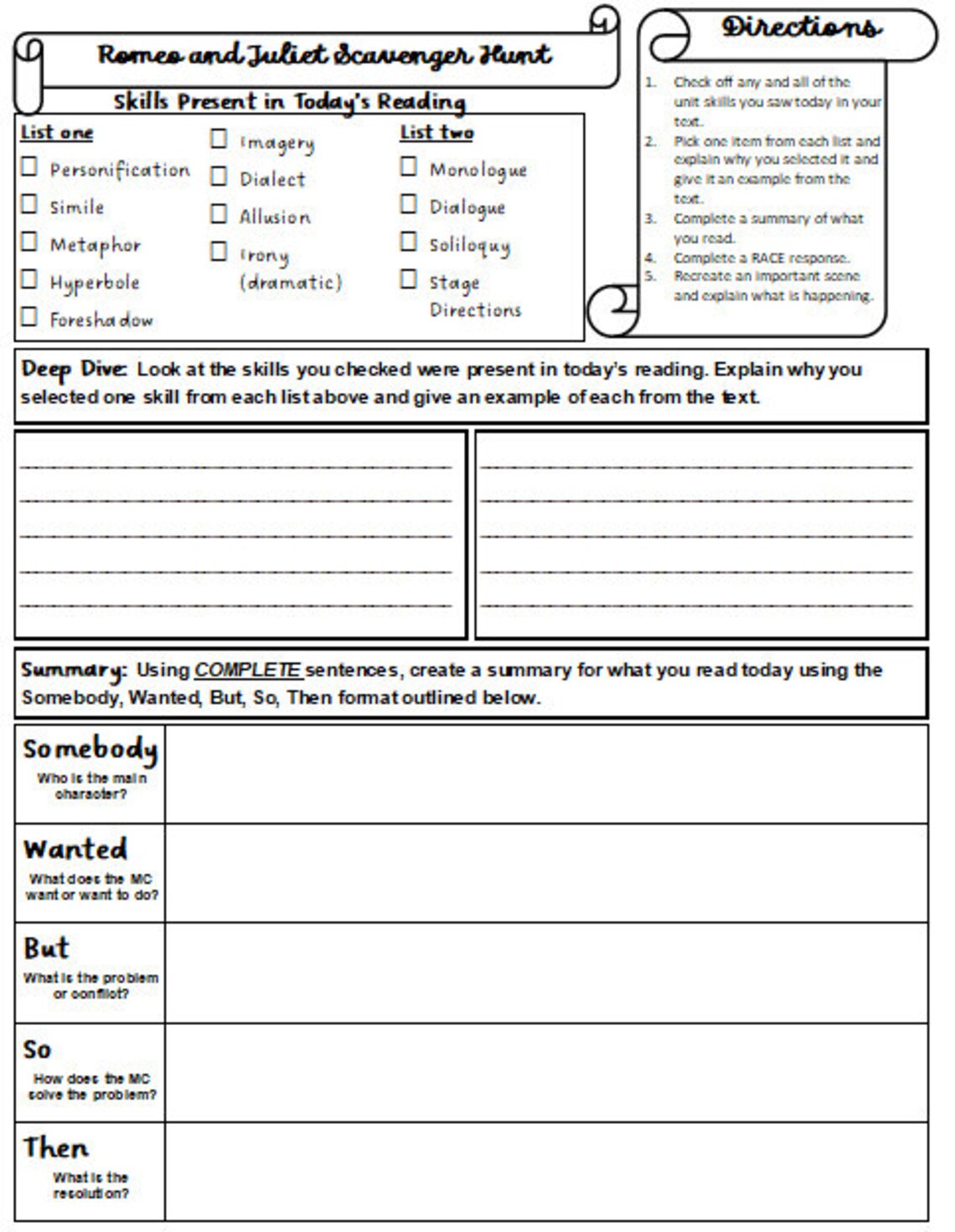 Romeo and Juliet Scavenger Hunt for Any Act - Etsy