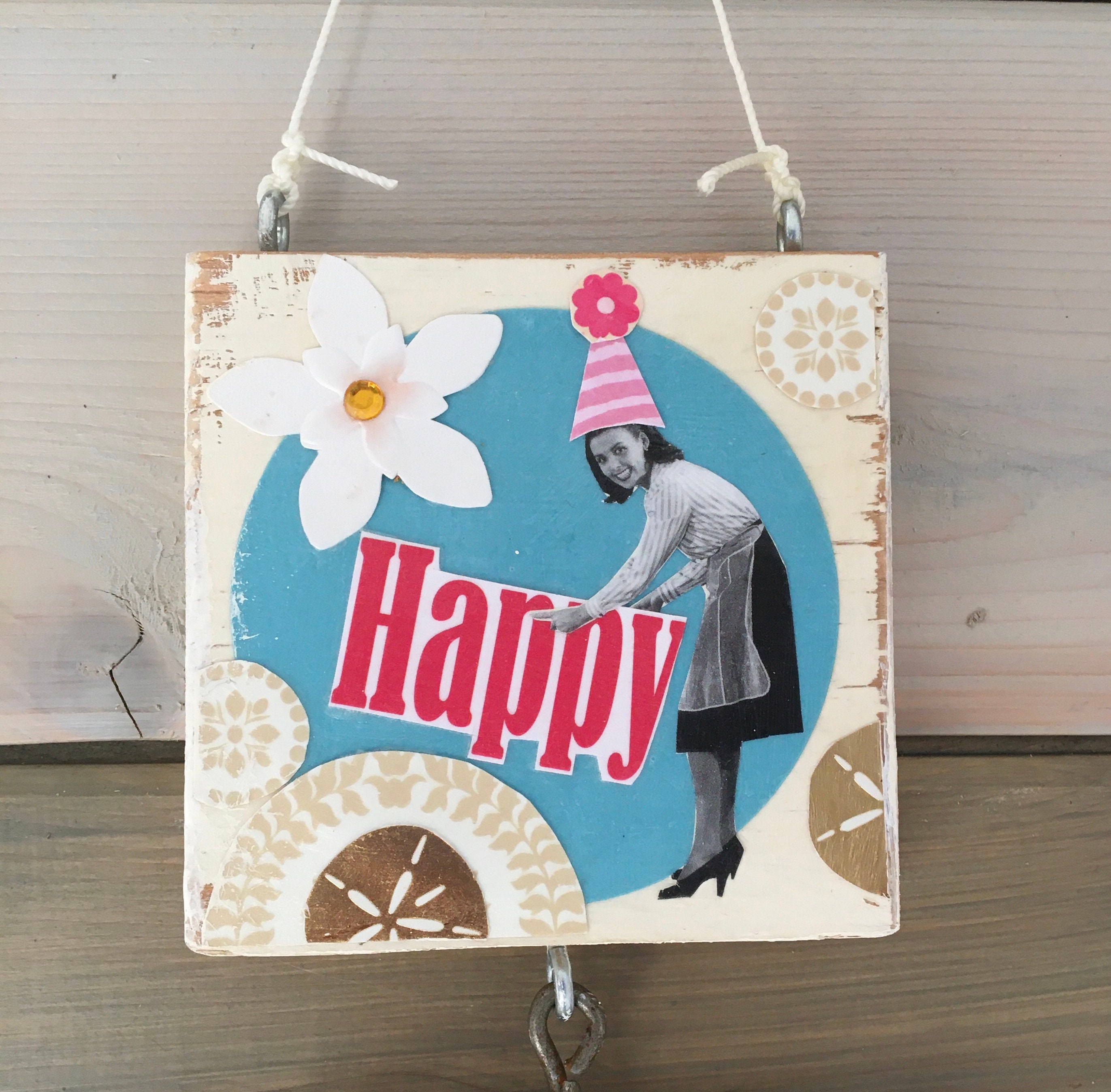 HAPPY BIRTHDAY Hanging Wood Blocks Collage Wall Sign | Etsy