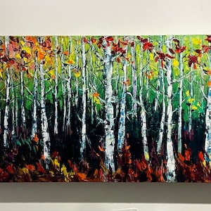 HAPPY BIRCH, Colorful Trees, Mountain, Art, Blue Ridge Mountains, Large ...