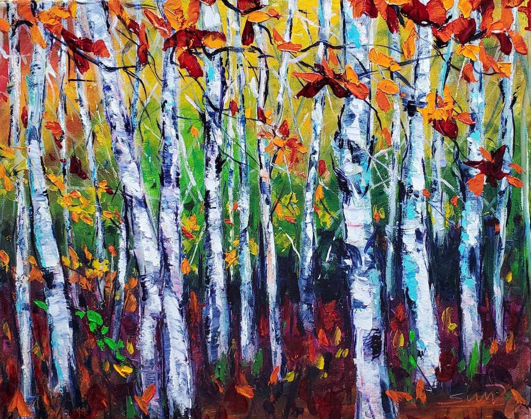 BIRCH DANCING, Colorful Trees, Mountain, Art, Blue Ridge Mountains ...