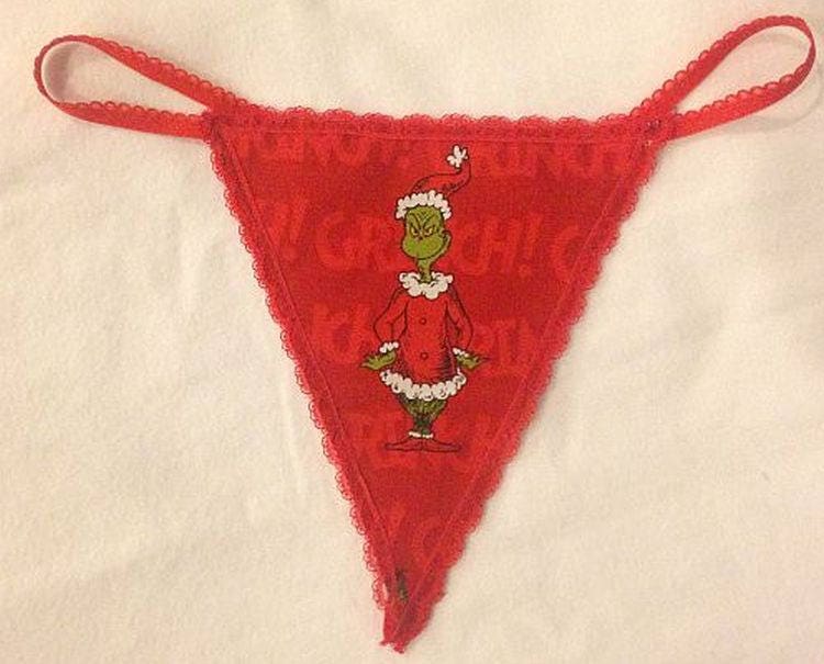 Womens Red Grinch Who Stole Christmas Gstring Thong Lingerie Etsy