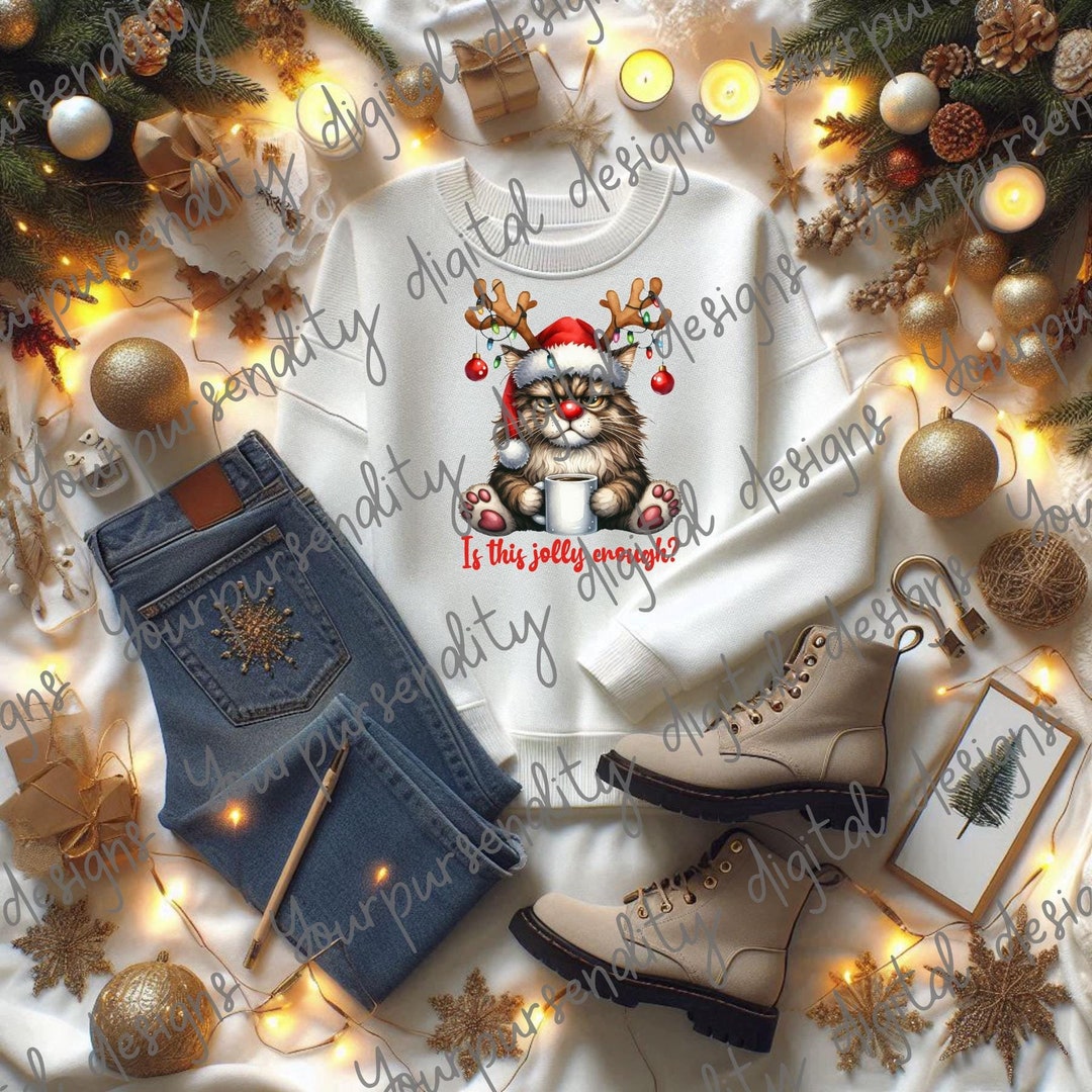 Is This Jolly Enough, Angry Grumpy Cat, Christmas Design, Sublimation ...