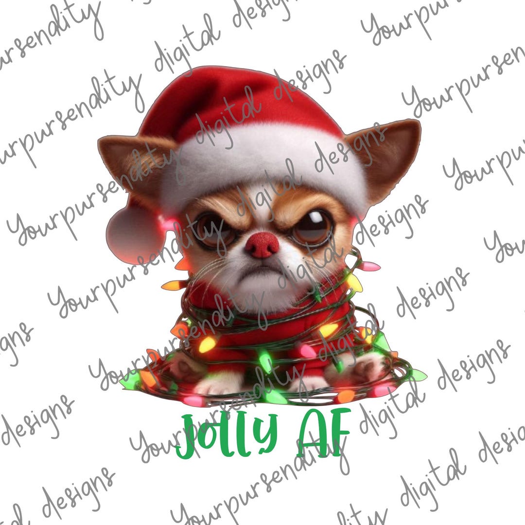 Jolly AF, Angry Grumpy Dog, Christmas Design, Sublimation Design ...