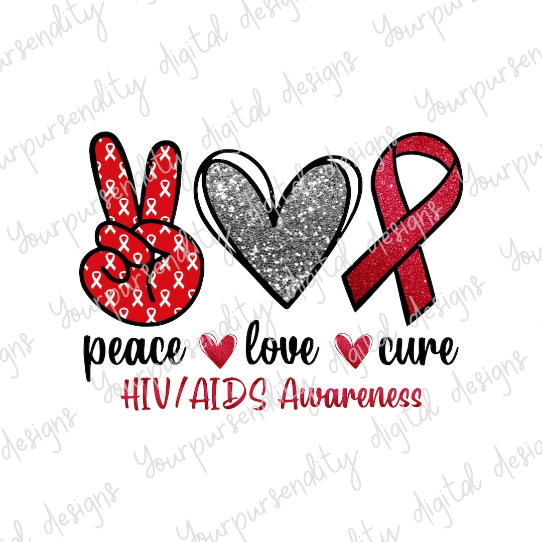 Peace Love Cure, HIV AIDS Awareness, Sublimation Image, Transparent Png ...