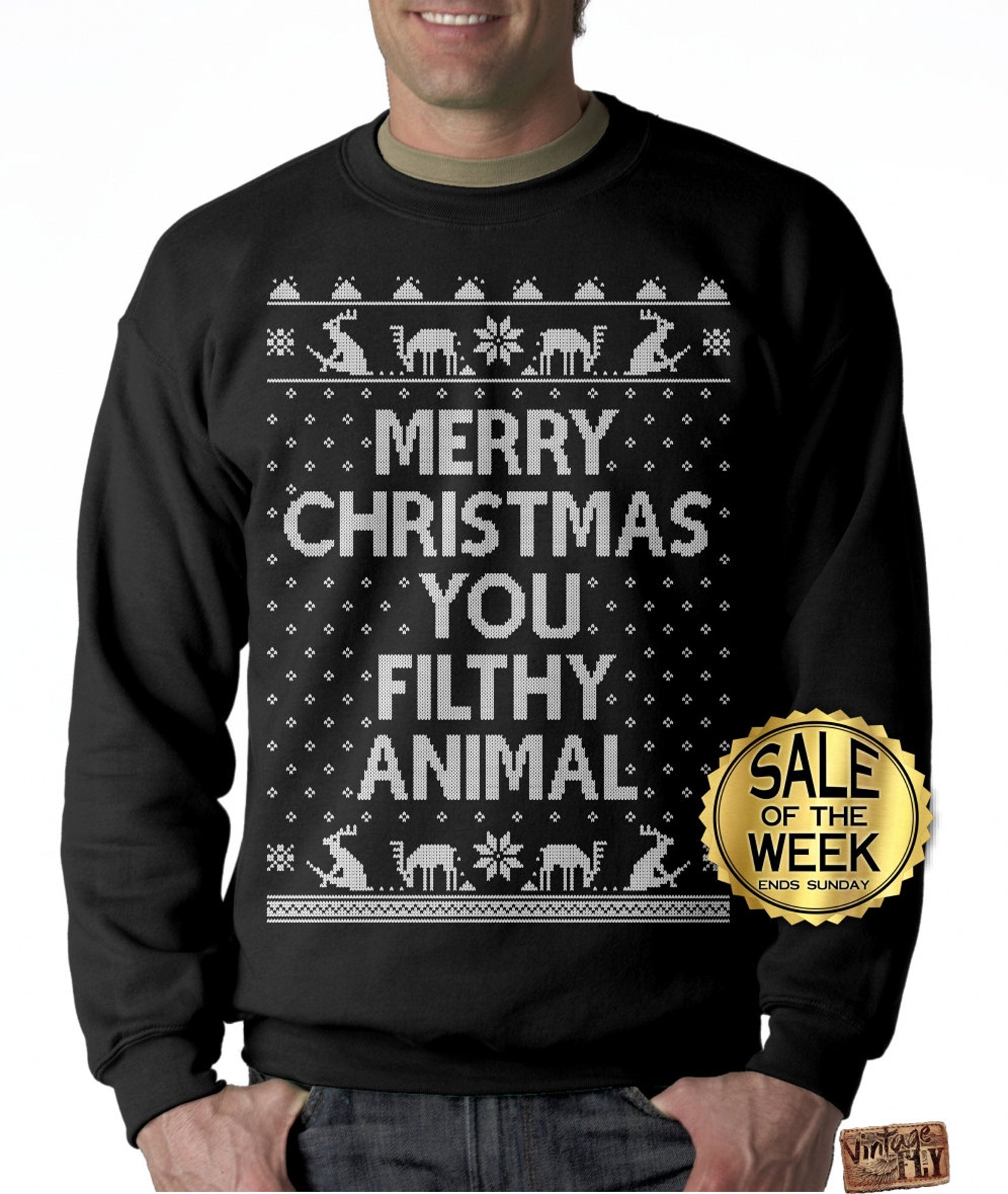 MERRY CHRISTMAS You Filthy Animal - Christmas Sweater - Unisex Crewneck ...