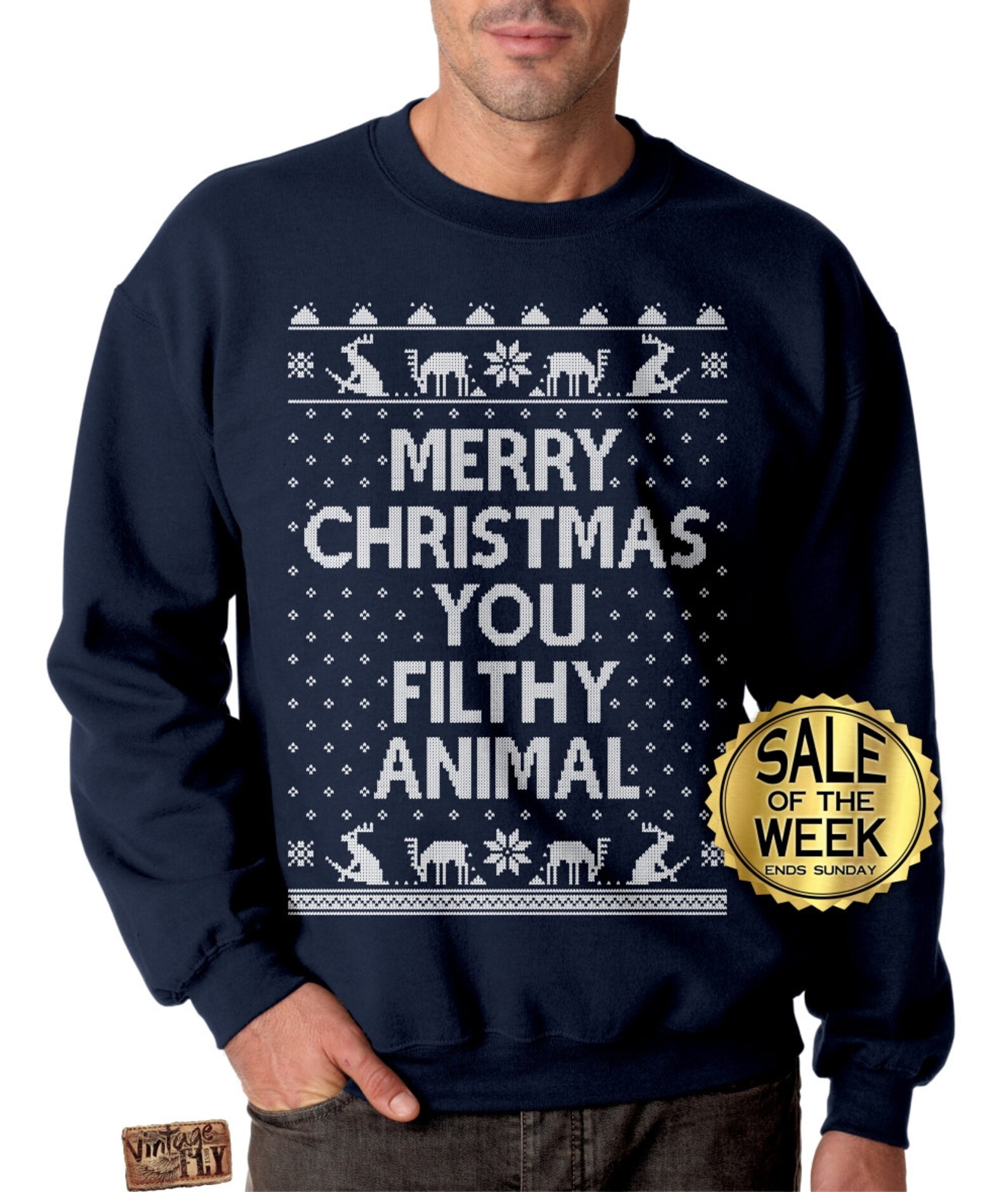 MERRY CHRISTMAS You Filthy Animal - Christmas Sweater - Unisex Crewneck ...